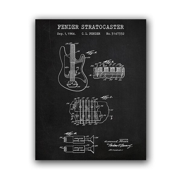 Fender Electric Guitar Stratocaster Print Posters – Guitar Art Online